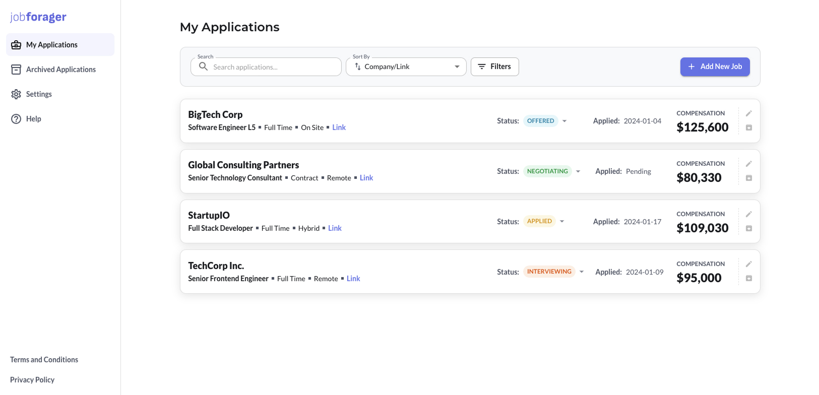 Job Forager: Free Job Application Tracker | No Sign-Up Required